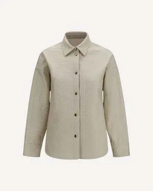 Moncler Quilted Chain Motif Padded Shirt Jacket - Cream