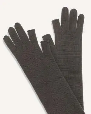 Rick Owens Long Fingerless Wool Gloves - Grey