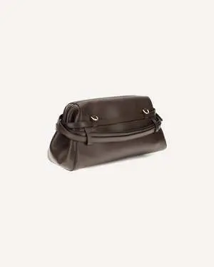 Moschino Leather Clutch With Buckle Detail And Embossed Logo - Brown