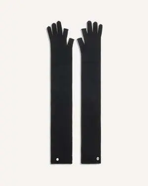 Rick Owens Long Fingerless Wool Gloves - Black