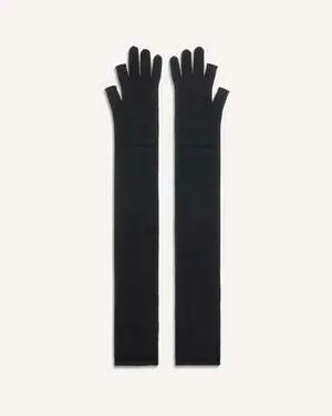 Rick Owens Long Fingerless Wool Gloves - Black