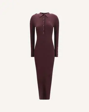 COURREGES Rib Knit Polo Long Dress