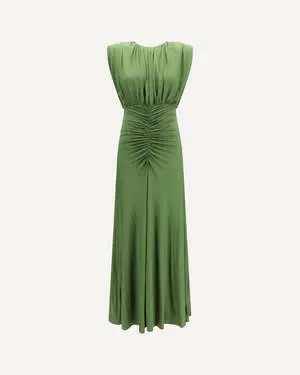 SELF-PORTRAIT Jersey Gathered Maxi Dress - Green