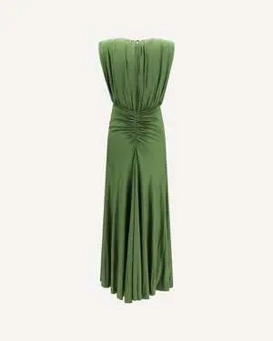 SELF-PORTRAIT Jersey Gathered Maxi Dress - Green