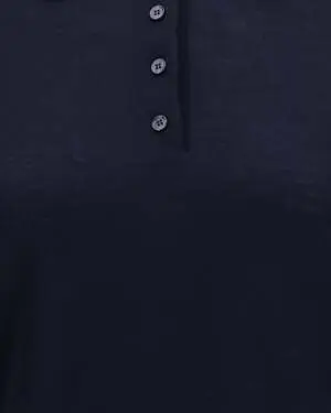 GOLDEN GOOSE Long Sleeve Merino Wool Polo - Blue