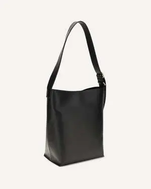 JIL SANDER Cannolo Leather Shoulder Bag - Black