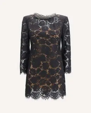 SELF-PORTRAIT Lace Long Sleeve Mini Dress