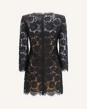 SELF-PORTRAIT Lace Long Sleeve Mini Dress