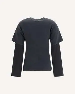 COURREGES Logo Print Double Sleeves T-shirt Feale