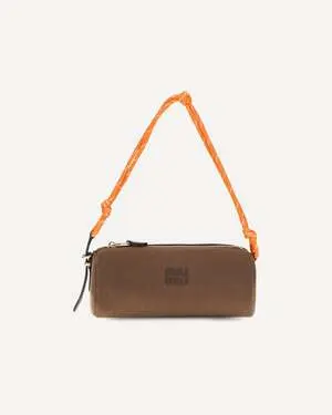 Miu Miu Embroidered Logo Shoulder Bag - Brown