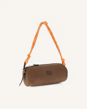 Miu Miu Embroidered Logo Shoulder Bag - Brown
