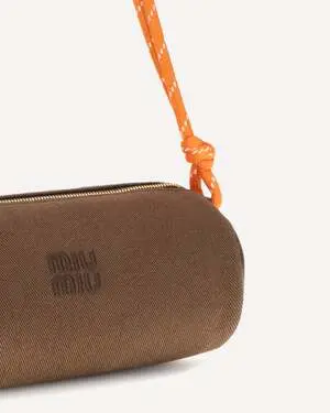 Miu Miu Embroidered Logo Shoulder Bag - Brown