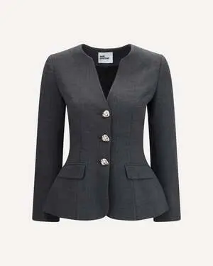 SELF-PORTRAIT Wool Peplum Blazer