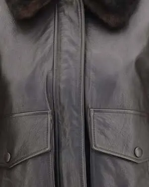 Loulou De Saison Russo Leather Bomber With Shearling Collar