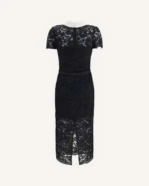SELF-PORTRAIT Lace Contrast Collar Midi Dress