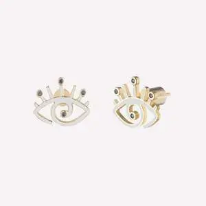 BONHEUR. Isis Evil Eye Stud Earrings - Orange
