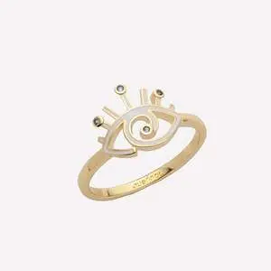 BONHEUR. Isis Swarovski Evil Eye Ring - Orange