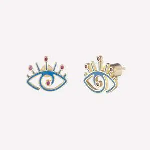BONHEUR. Shiva Evil Eye Earrings - Orange