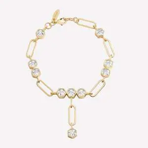 BONHEUR. Bonheur Anaé Crystal Charm Link Bracelet - Rhodium Plated