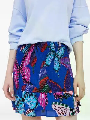 Desigual Butterfly-print Ruffled Mini Skirt - Blue