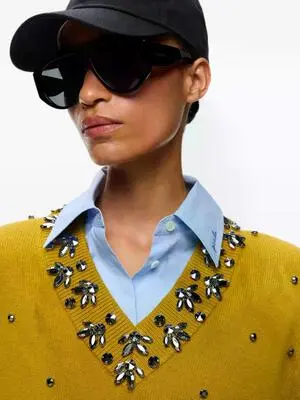 Pinko Crystal-embellished V-neck Sweater