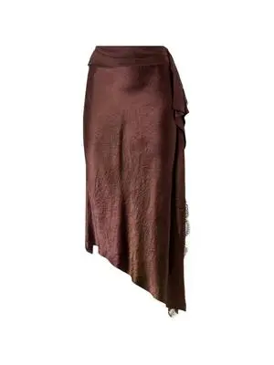 Pinko Lace-trim Asymmetric Midi Skirt - Brown