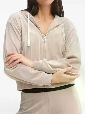Juicy Couture Ribbed Zip-up Hoodie - Neutrals
