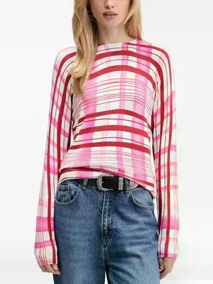 Desigual Plaid-pattern Round-neck Sweater - White
