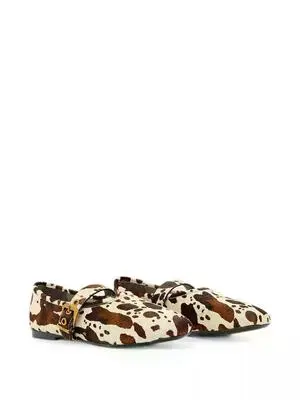 ALLSAINTS Sabine Cow-print Buckled Ballet Flats