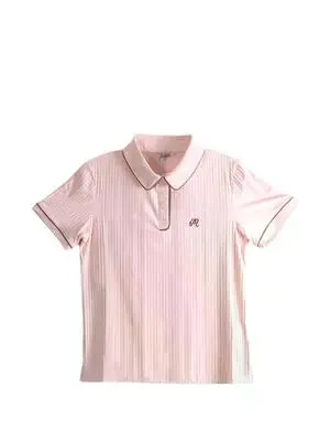 MALBON Anna Ribbed Knit Polo Shirt - Pink