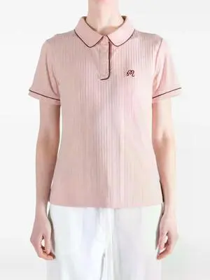 MALBON Anna Ribbed Knit Polo Shirt - Pink