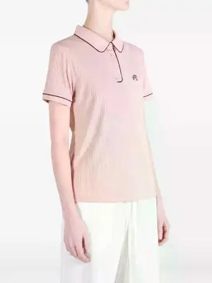MALBON Anna Ribbed Knit Polo Shirt - Pink