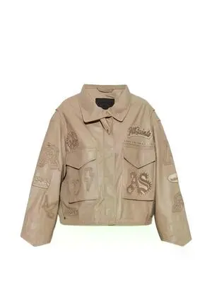 ALLSAINTS Clay Logo-patch Leather Jacket - Brown