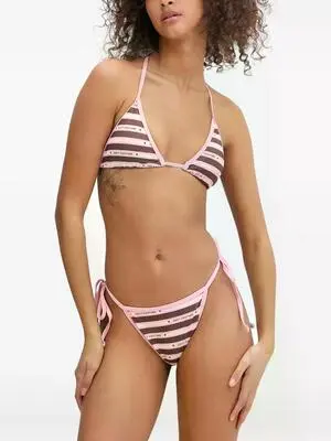 Juicy Couture Logo-print Striped Bikini - Brown