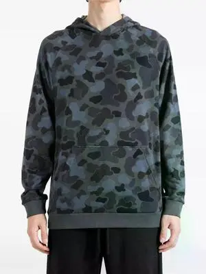 FREE FLY Camouflage-print Raglan-sleeve Hoodie - Blue