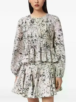 ALLSAINTS Shirred-bodice Peplum Blouse - Neutrals