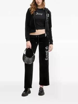 Juicy Couture Rhinestone-embellished Zip-up Hoodie - Black