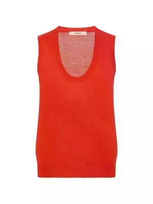 6397 Scoop-neck Fine-knit Vest - Orange