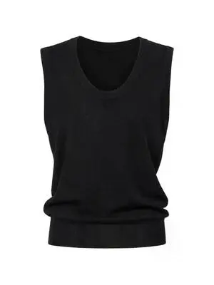 6397 Scoop-neck Knitted Vest - Black