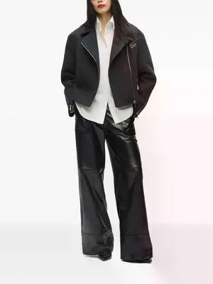 Karl Lagerfeld Biker Jacket With Logo Plaque - Grey