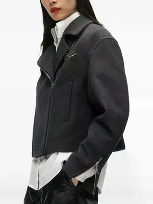 Karl Lagerfeld Biker Jacket With Logo Plaque - Grey