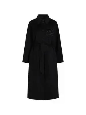 Karl Lagerfeld Belted Long Wool-blend Coat - Black