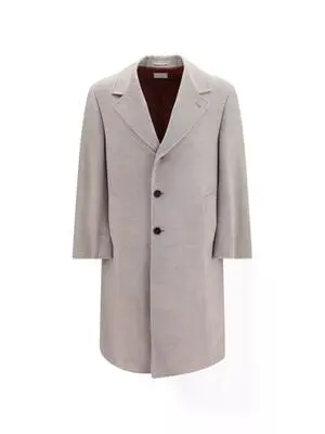 Brunello Cucinelli Single-breasted Fleece Wool Coat - Neutrals