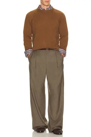Saint Laurent Cashmere Raglan Sleeve Crewneck Sweater - Brun