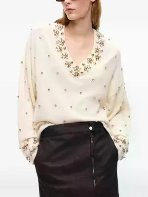 Pinko Crystal-embellished V-neck Sweater