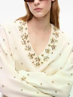 Pinko Crystal-embellished V-neck Sweater