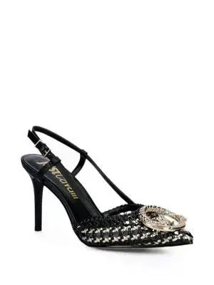 Just Cavalli Woven Logo-plaque Pumps