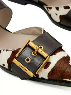 ALLSAINTS Sutton Cow-print Buckled Ballet Flats