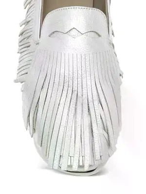 ALLSAINTS Sandy Fringe-detail Metallic Loafers