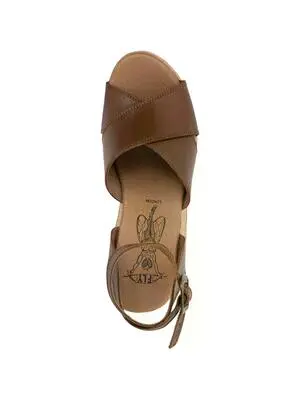Fly London Cork-wedge Leather Sandals